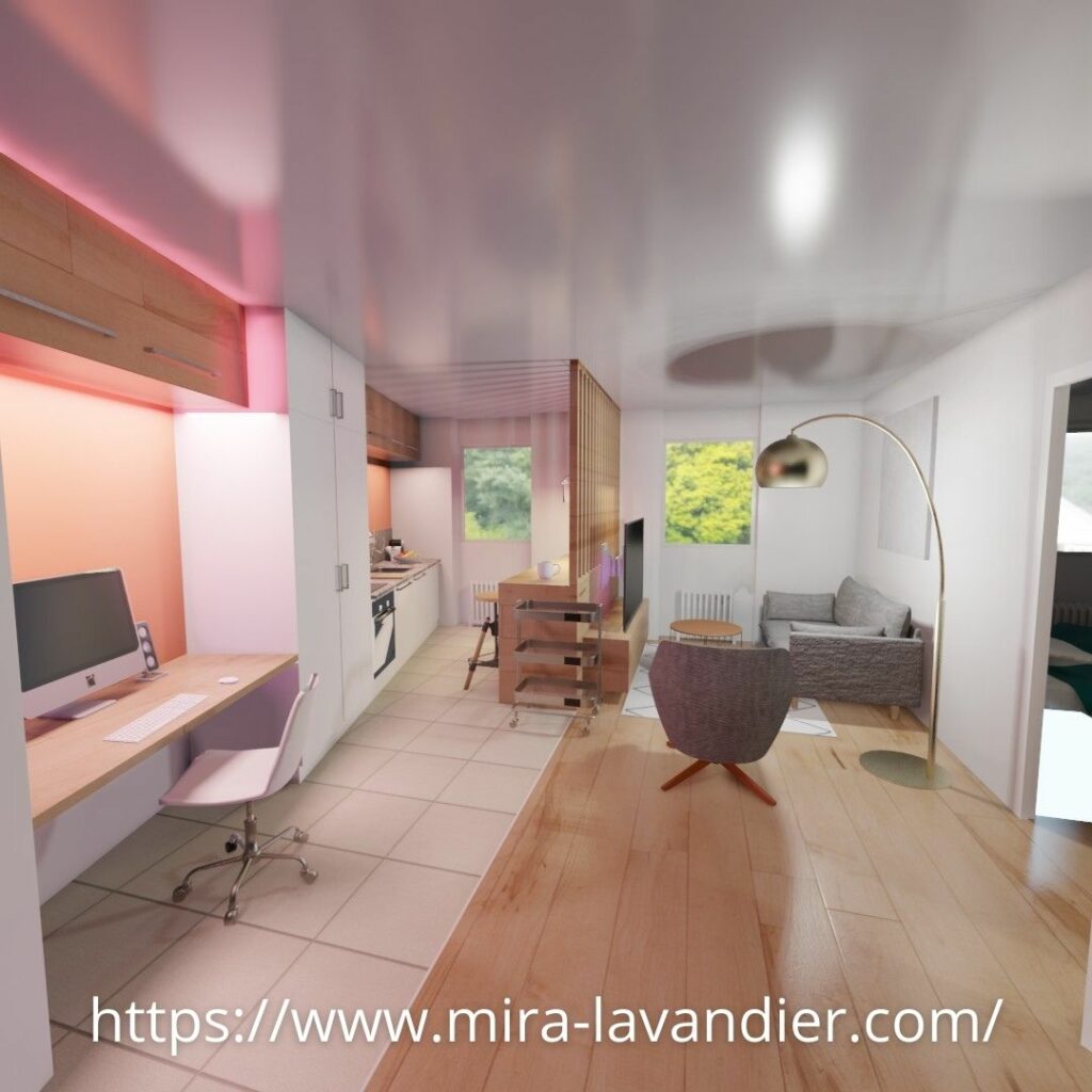 Amenager appartement 40m2 plan 3D