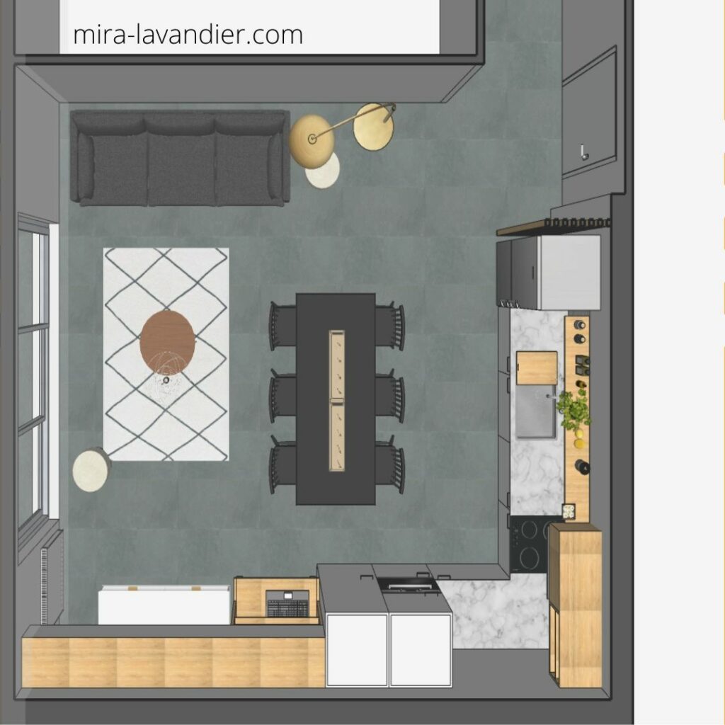 Plan cuisine en L : exemple concret avec îlot central en vidéo