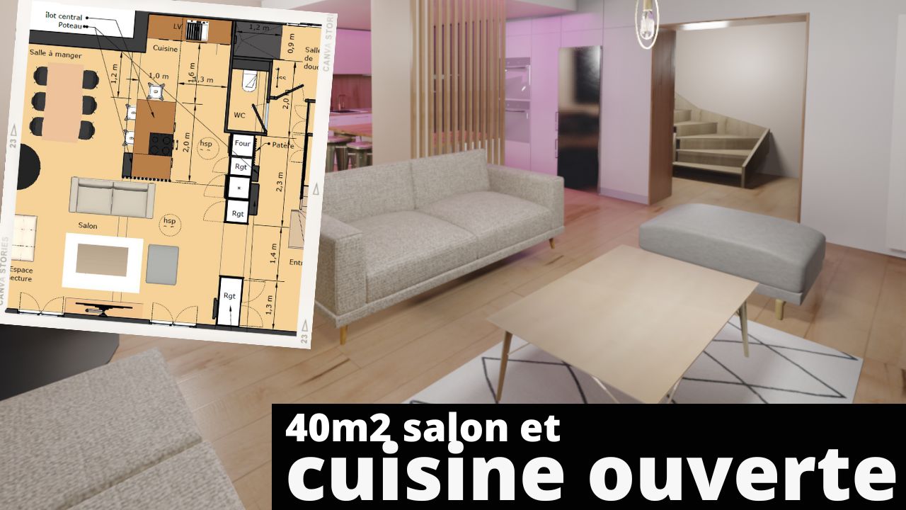 Etude de cas : 40m2 salon cuisine ouverte