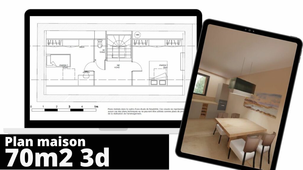 Exemple: plan maison 70m2 3d