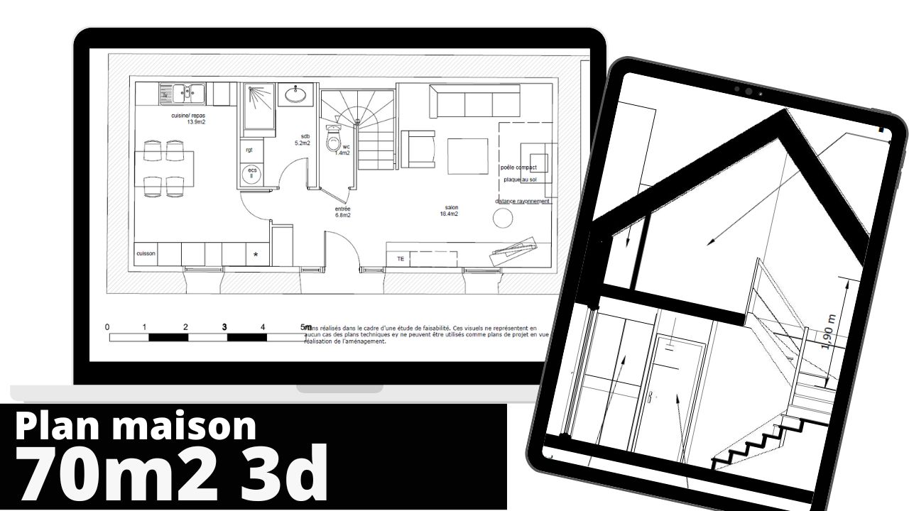 Exemple: plan maison 70m2 3d