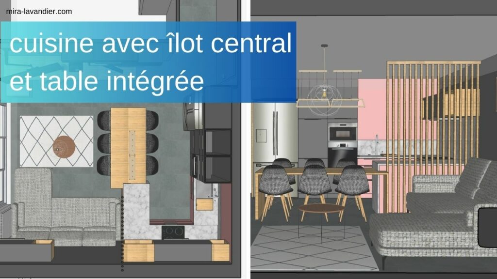 5 projets îlot central avec rangement et table