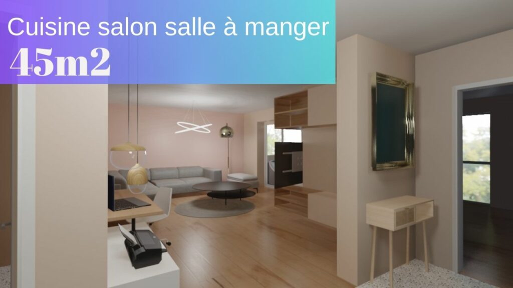 Aménagement de cuisine salon salle à manger 45m2