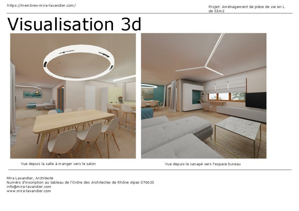 Exemple: cuisine ouverte sur salon 50m2